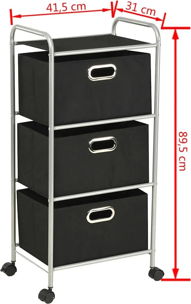 Regál se 3 úložnými boxy ocel a netkaná textilie 245749
