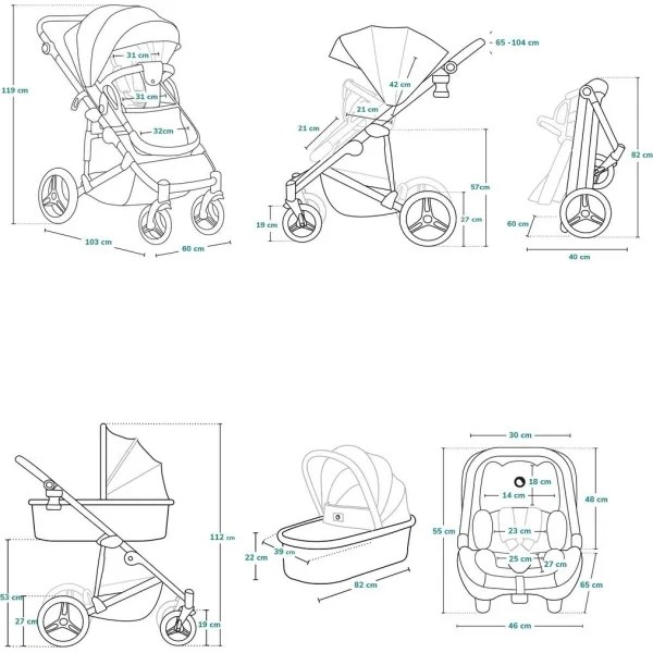 Lionelo - Kombinovaný kočárek 3v1 MARI TOUR Black Onyx