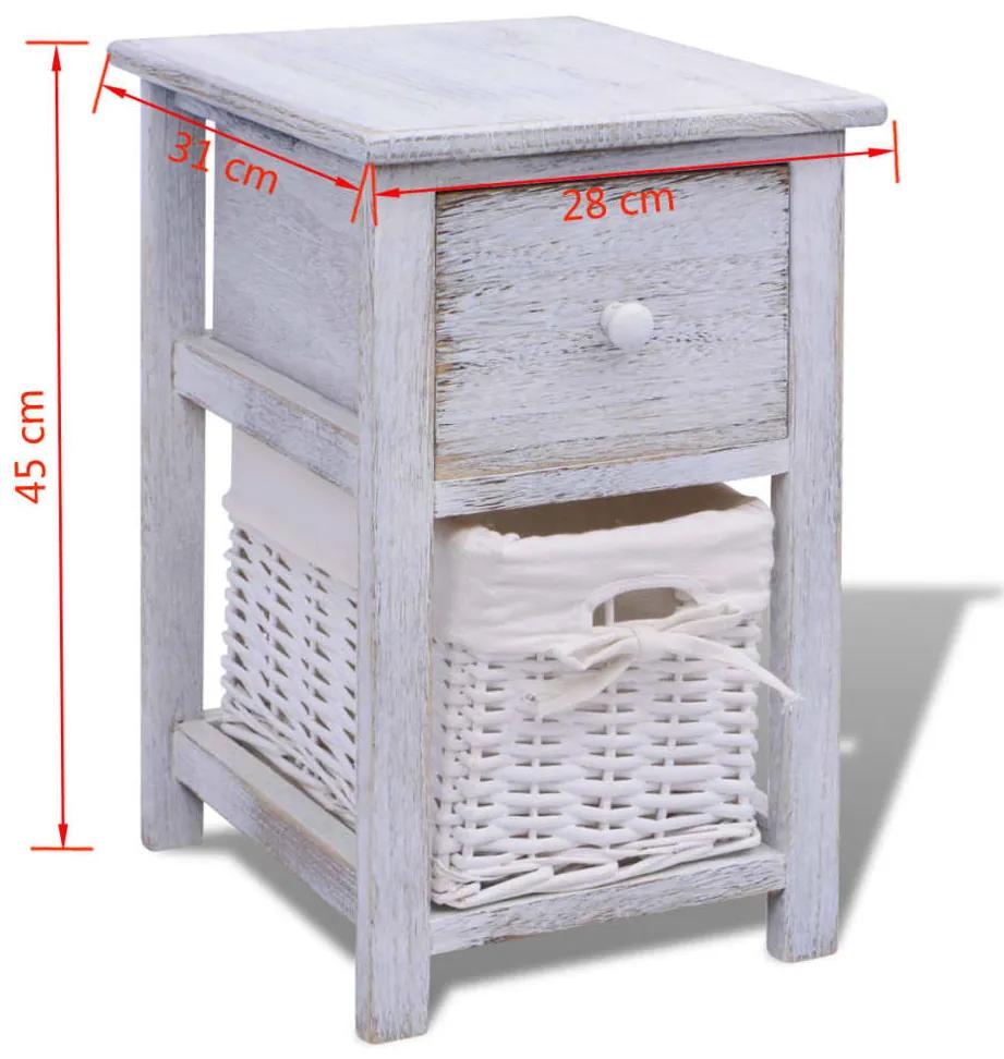 Noční stolek dřevěný bílý - Default Title