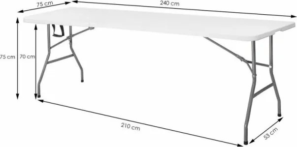 Cateringový stůl skládací 240x75 cm SPRINGOS RAUT GF0050 bílý