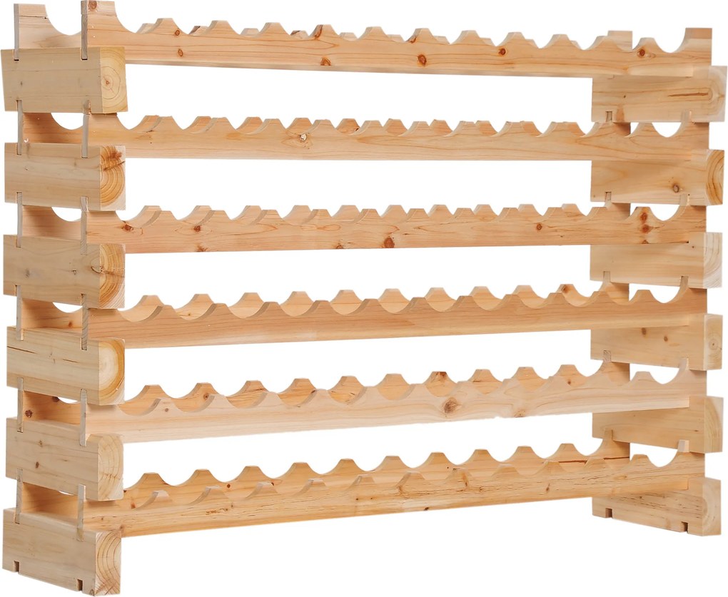 HOMCOM 72-lahev vinotéka, 6-patrová vertikální vinotéka s nosností 100 kg pro kuchyni, jídelnu a bar, 114x28x85 cm, přírodní dřevo