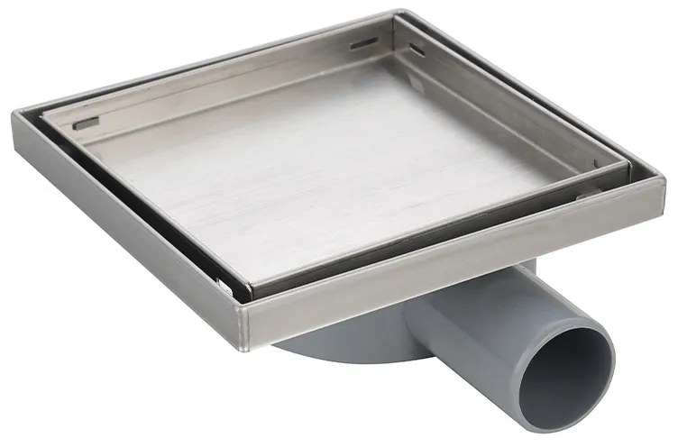 BPS-koupelny Čtvercový sprchový odtokový žlab 2in1 DL07-G1 HYD-3861 10x10 cm, satén
