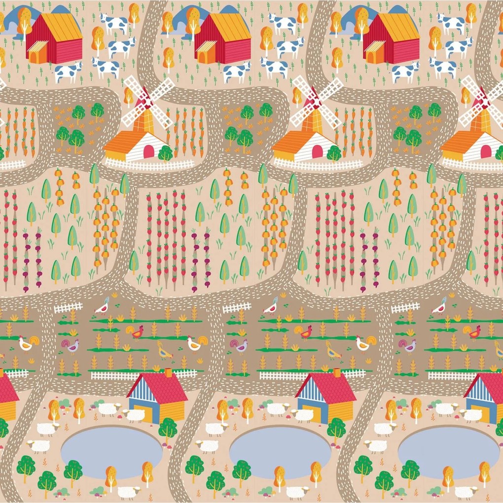 Hrací podložka asalvo play mat xl 120 x 180 cm farm-city