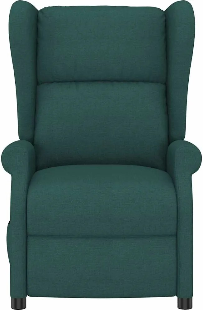 Elektrické polohovací křeslo ušák tmavě zelené textil 3098325