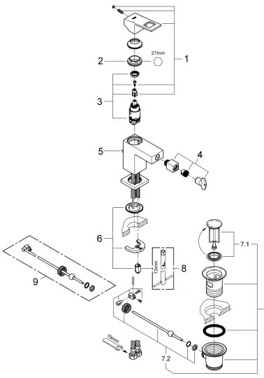 GROHE 23138000 - Bidetová baterie EUROCUBE lesklý chrom