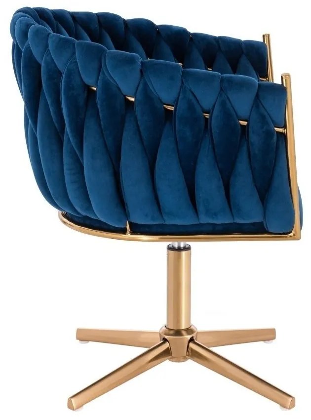 LuxuryForm DESIGN Otočná židle NORDEN VELUR na zlatém kříži - modrá