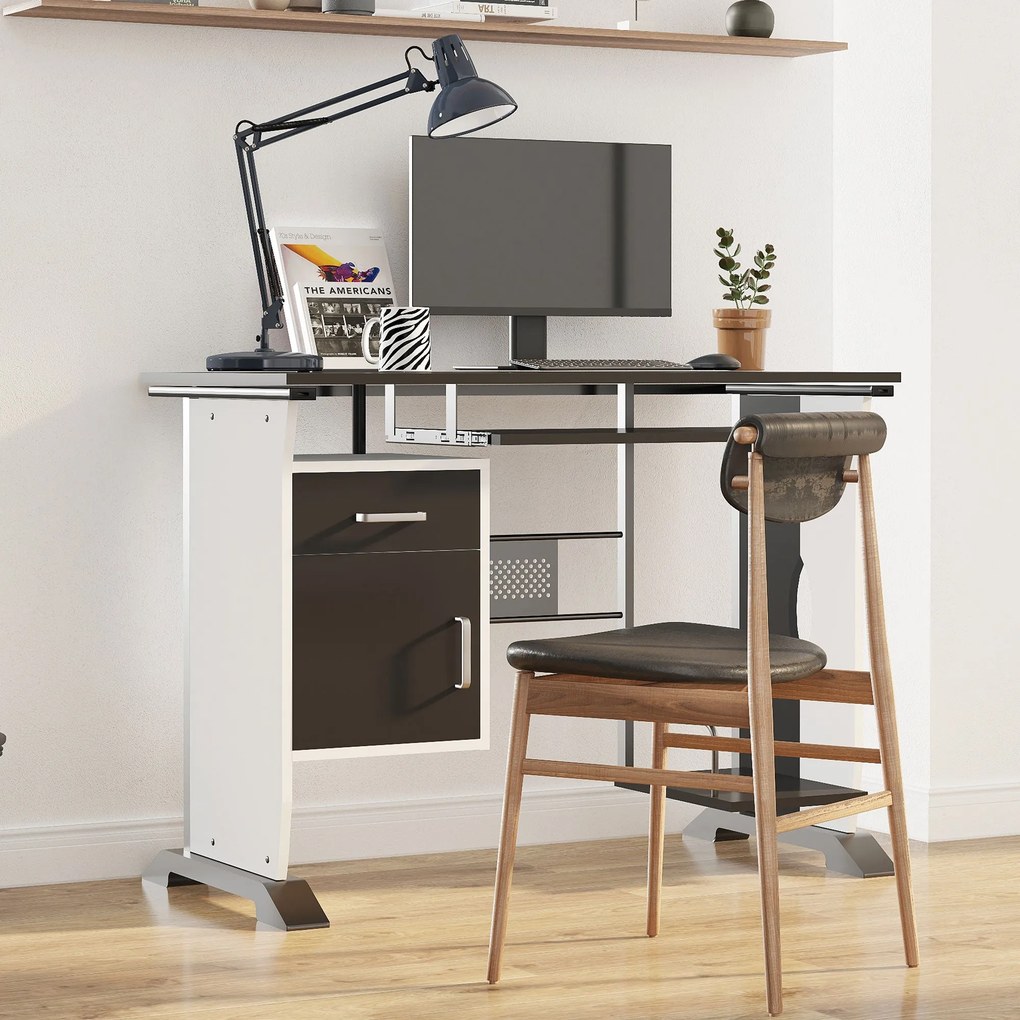 HOMCOM PC Počítačový stůl Kancelářský stůl 100x52x75cm Dřevěný nábytek