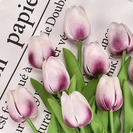 Bytová dekorace - kytice umělých tulipánů - 20 kusů Barva: 14 starorůžová