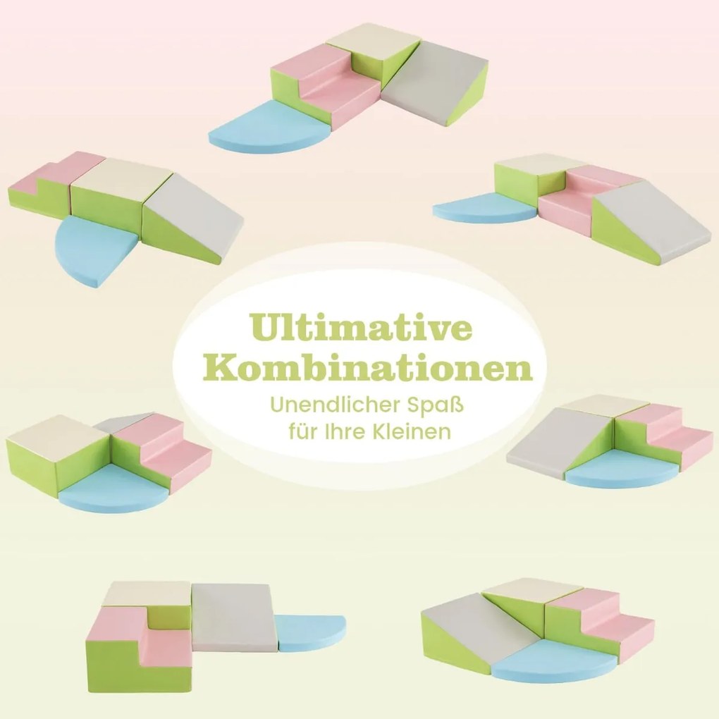 Costway 4 PCS. Schaumstoffbausteine zum Toben a Klettern – růžová + zelená