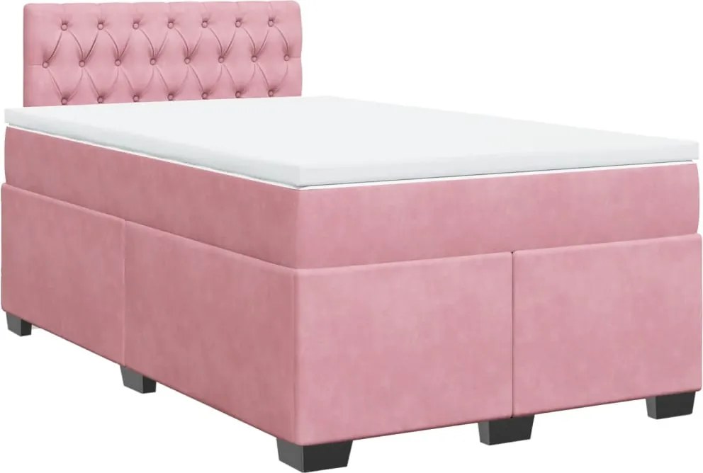 Box spring postel s matrací růžová 120 x 200 cm samet 3288593