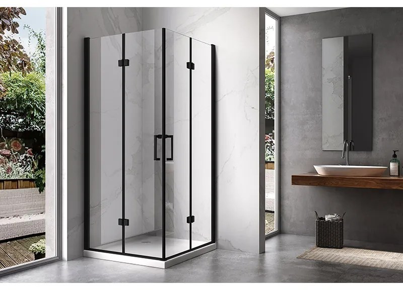 BPS-koupelny Obdélníkový sprchový kout HYD-OK122 90x80 černá/transparent