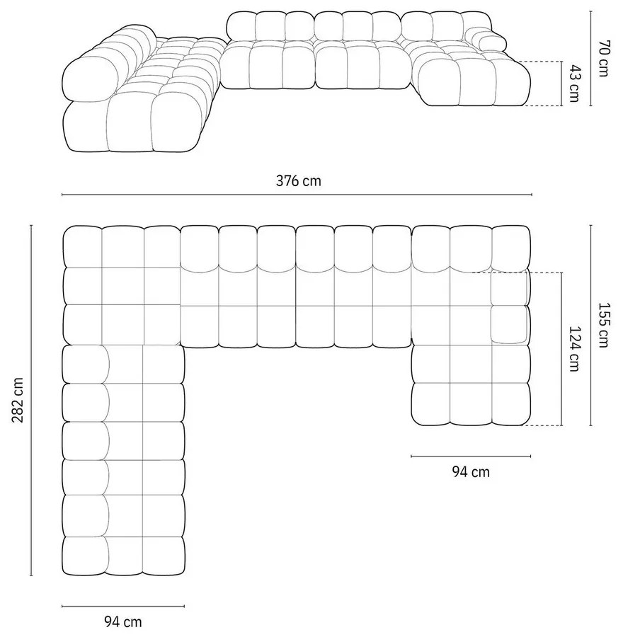 Růžová sametová pohovka 379 cm Bellis – Micadoni Home