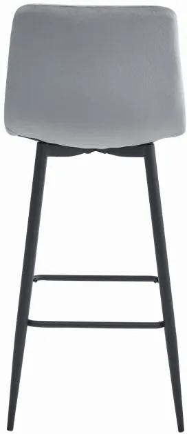 Barová židle POZZA sametová stříbrná (černé nohy)