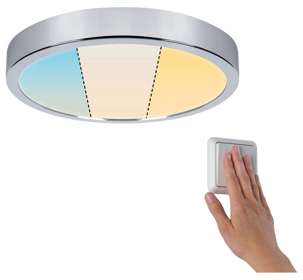 Paulmann 78926 Aviar, chromové koupelnové svítidlo, 18W LED dimwitch 2700/4000/6500K, prům.30cm, IP44