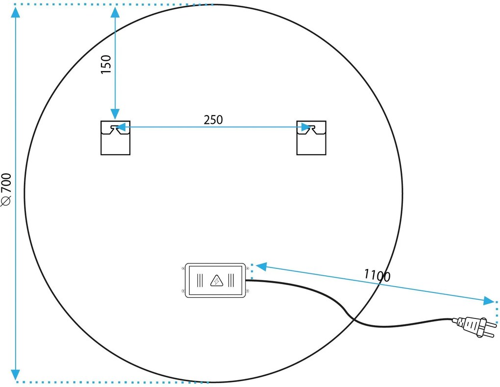 Tutumi Zrcadlo ⌀70 cm s vyhříváním a regulovatelným LED osvětlením HOM-05492, kartáčovaná měď
