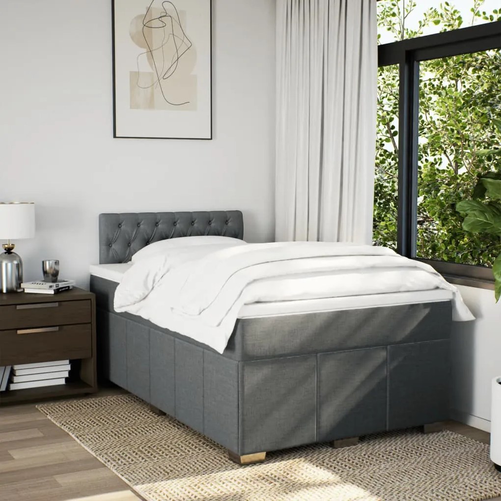 Box spring postel s matrací tmavě šedá 120x190 cm textil 3287015