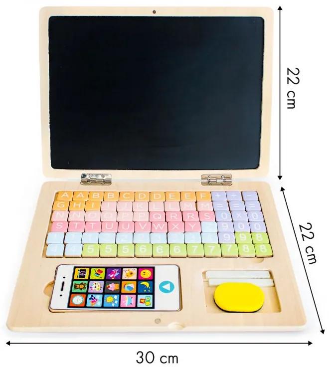 ECOTOYS Dětský dřevěný Notebook - edukační magnetická tabule