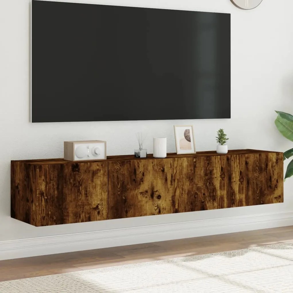 vidaXL Nástěnné TV skříňky s LED osvětlením 2 ks 80 x 35 x 31 cm [837288] Barva: dub sonoma