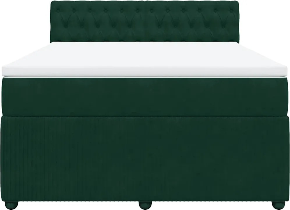 Box spring postel s matrací tmavě zelená 140x190 cm samet 3290043