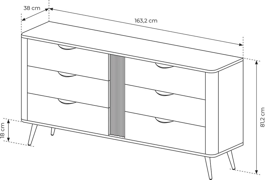 VERIS d | komoda 163 6S | 163,2 cm | dub dunin