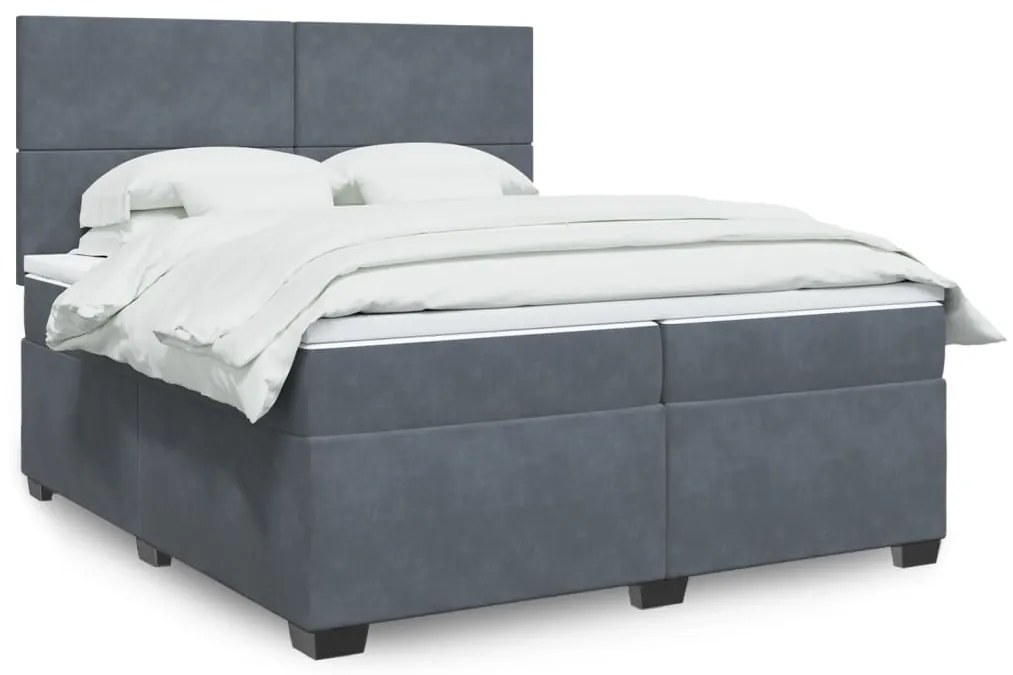 Box spring postel s matrací tmavě šedá 200x200 cm samet 3293297