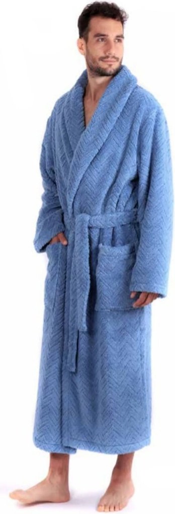 Bavlněný župan Athena s límcem modrá 21 16 5456 - XL