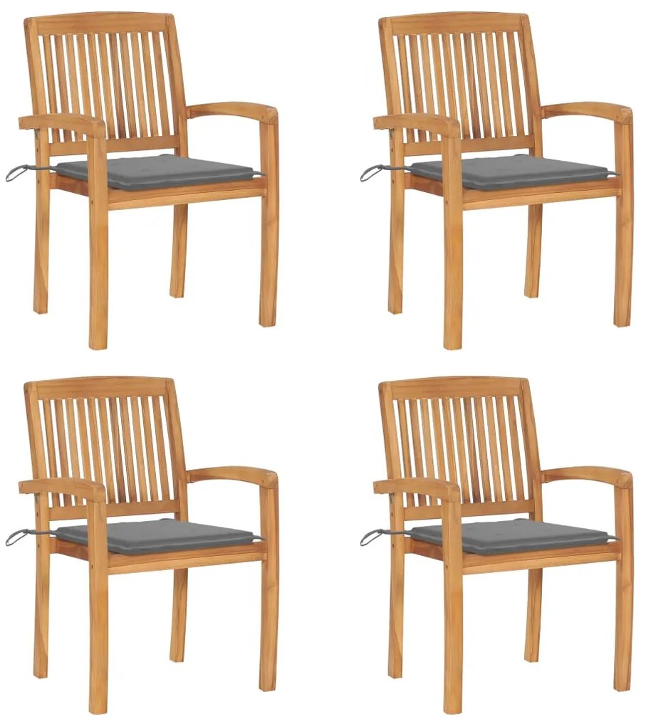 Stohovatelné zahradní židle s poduškami 4 ks masivní teak 3073211