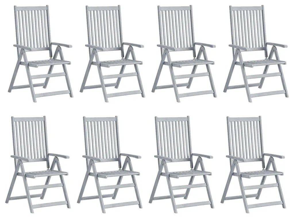 Zahradní polohovací židle s poduškami 8 ks šedé akáciové dřevo,  3075151