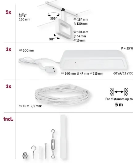 Paulmann 94483 - SADA 5xLED/4,8W Bodové svítidlo FRAME 230V bílá