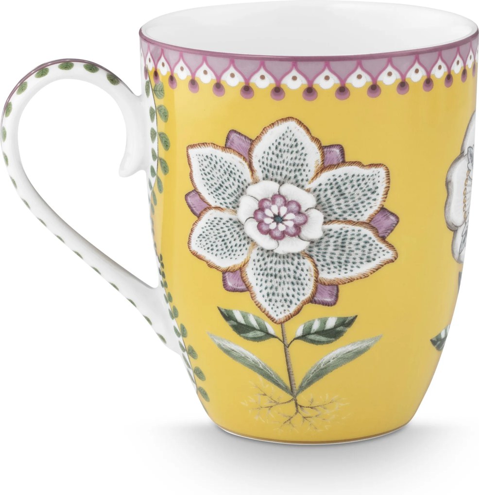 Pip Studio Lily & Lotus hrnek 350ml, žlutý (Porcelánový hrnek)