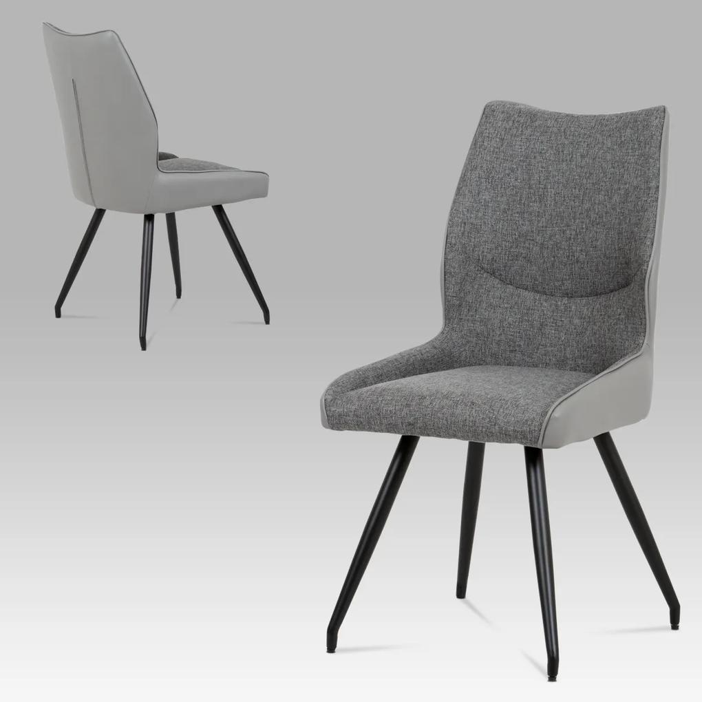 Artium Jídelní židle koženka šedá + látka / černá kov -  DCH-351 GREY2