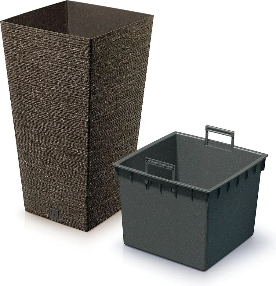 PRO Květináč FURU SQUARE ECO WOOD 24cm kávový
