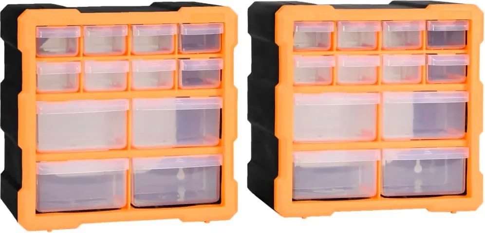 Organizéry S 12 Zásuvkami 2 Ks 26,5 X 16 X 26 Cm oranžová a černá 12 zásu