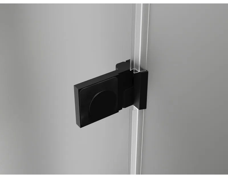 Mexen Lunar-B L pravý výklopný sprchový kout 70 x 70 cm, čiré sklo, černá matná, 832L-070-070-70-00-P
