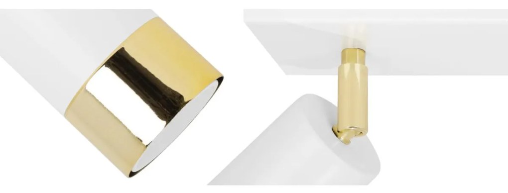 Stropní svítidlo HUGO, 4x bílé/zlaté kovové stínítko, (možnost polohování)