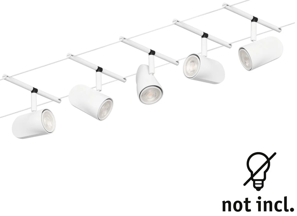 Paulmann 94467 CorDuo Cup Basic, bílý lankový systém, 5x max 10W LED 12V, 500cm