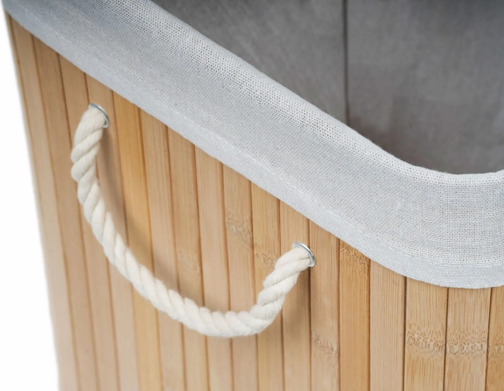 Koš na prádlo G21 105 l s rozdělovačem, bambusový s bílým košem  [6355516]