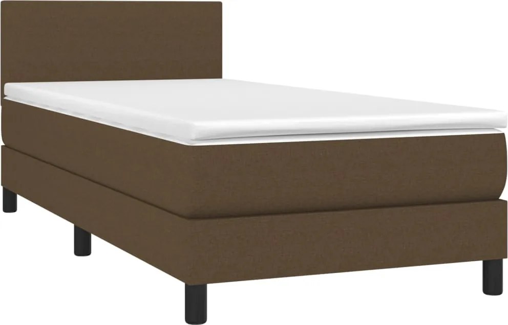 Box spring postel s matrací tmavě hnědá 90x200 cm textil 3139868