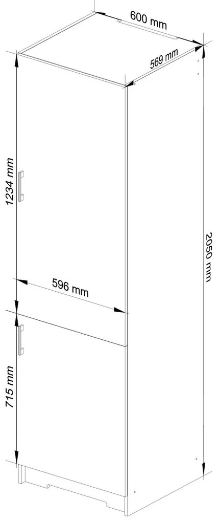 Skříň na vestavnou chladničku S 60cm Artus bílá/sonoma