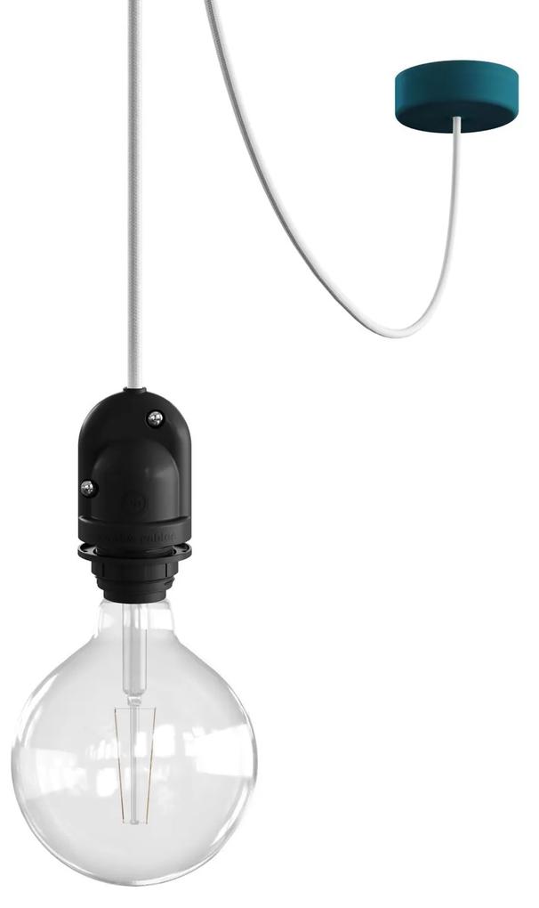 creative cables EIVA závěsná lampa do exteriéru pro stínidlo, 5m textilního kabelu, silikonový baldachýn a objímka, IP65 voděodolná Barva: Hořčicově žlutá