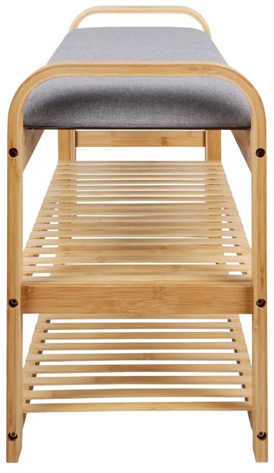 Šedý/přírodní bambusový botník s lavicí – Leitmotiv