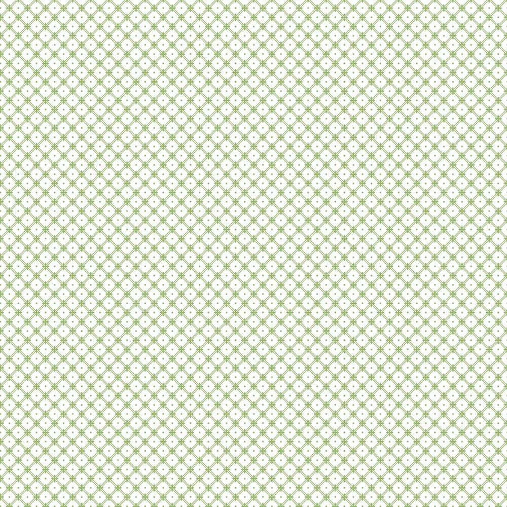 Bílo-zelená mřížková vliesová tapeta na zeď, 119848, Laura Ashley 3