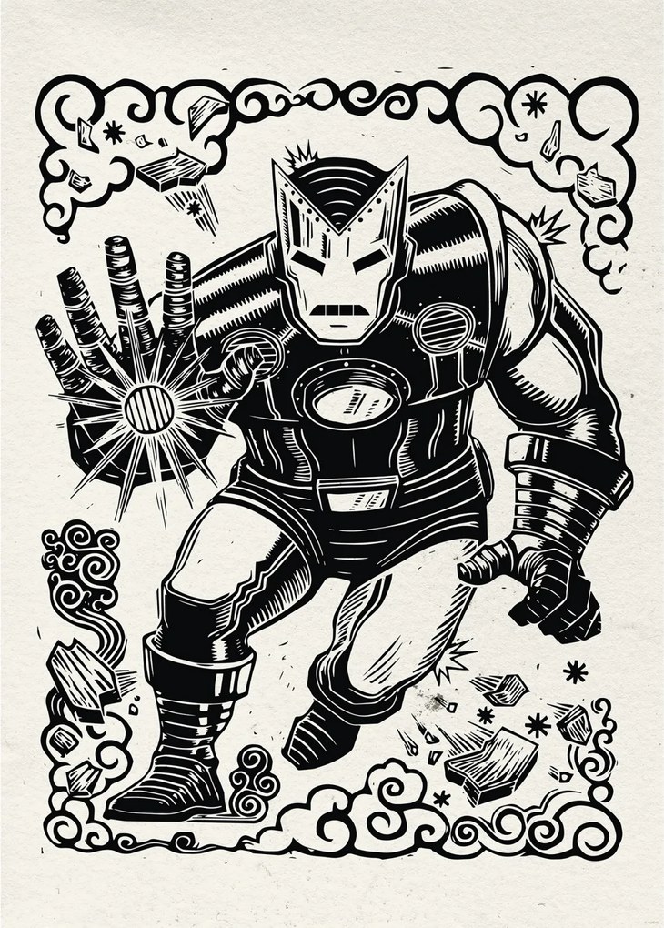 Komar Plakát Marvel Iron Man Lino-Cut 50 x 70 cm