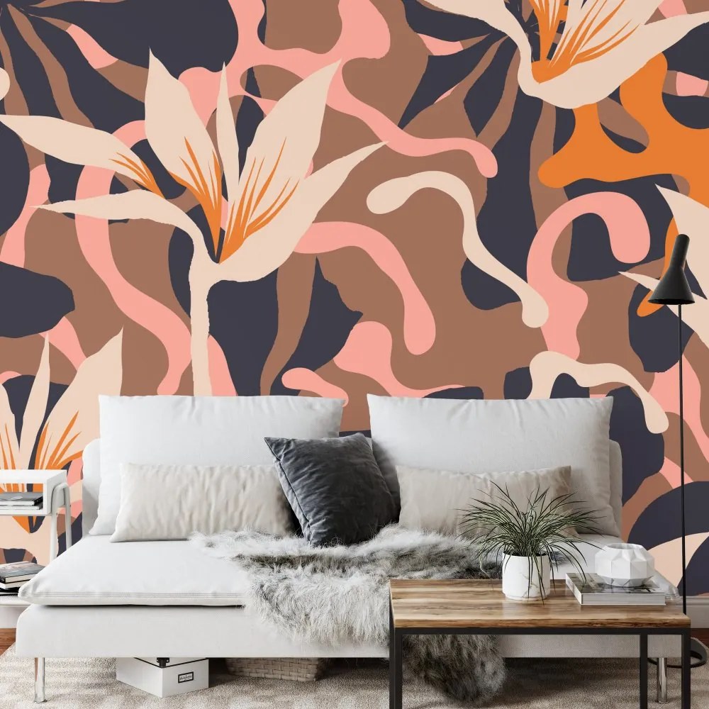 Fototapeta Abstract Jungle Plants Pattern. Creative Collage Contemporary Floral Seamless Pattern. Fashionable Template For Design. Hladký vinyl 135x90