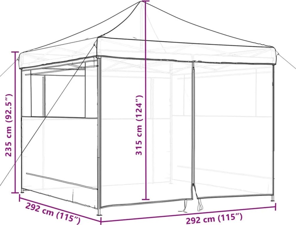 vidaXL Skládací party stan pop-up se 4 bočními stěnami [4004932] Barva: burgundy (black frame)