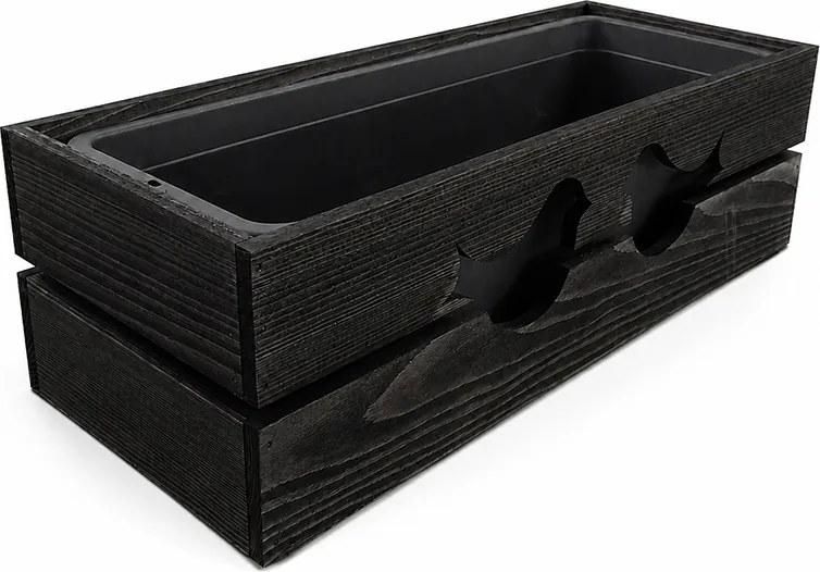 AMADEA Dřevěný obal s truhlíkem tmavý s ptáčky, 52x21,5x17cm, český výrobek