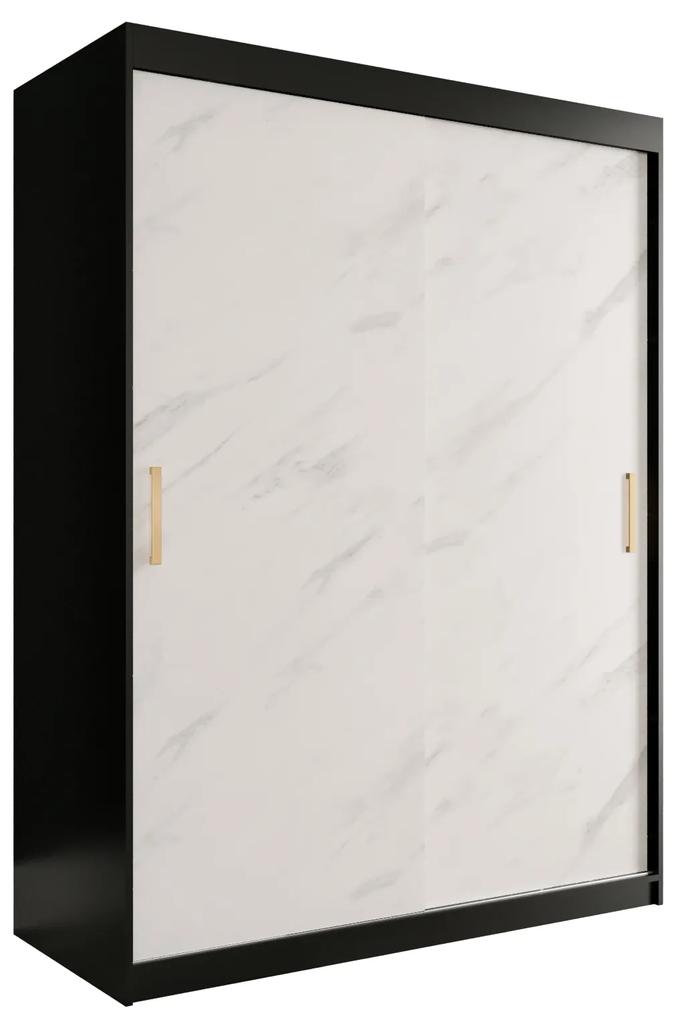 Šatní skříň MARMUR T Abika 150/200/62 barevné provedení: bílý mat-černý mat