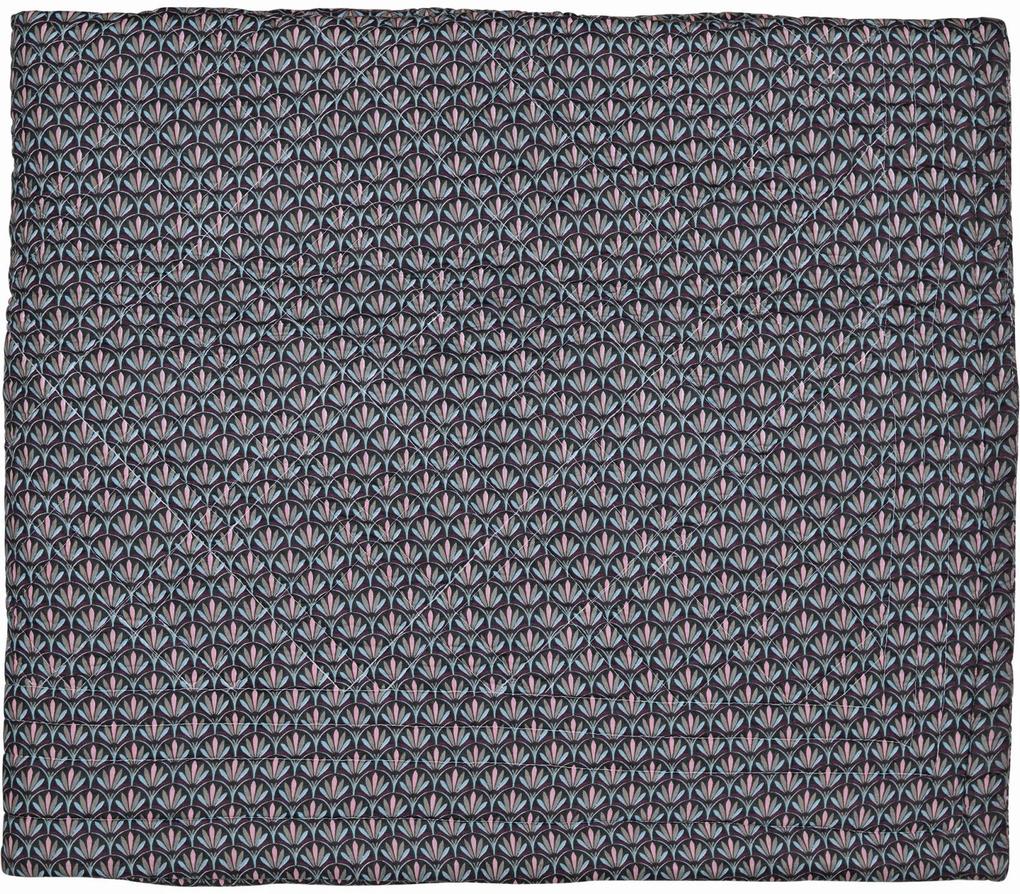 GREEN GATE Prošívaný přehoz Victoria dark grey 140x220 cm, růžová barva, šedá barva, textil