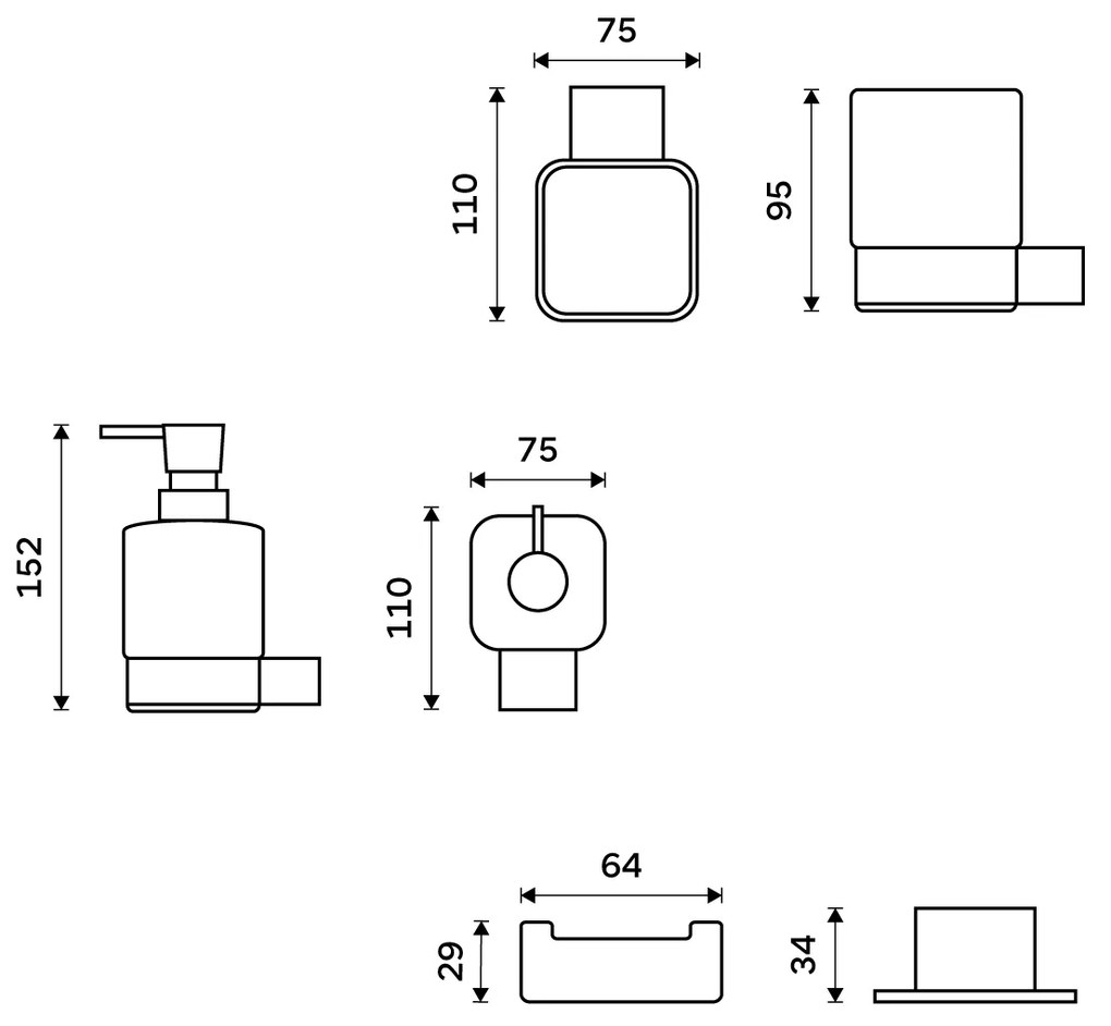 Nimco Sada koupelnových doplňků KIBO černá -