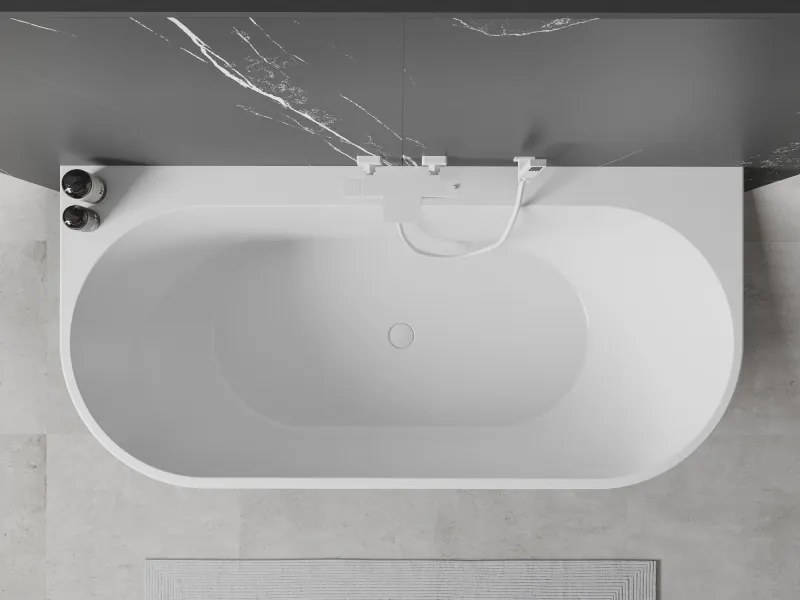 Mexen Oval+ volně stojící vana ke zdi 170 x 80 cm, bílá, bílý přepad - 52681708000-20